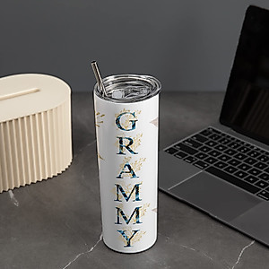 Gifts for Grammy Grandmother Birthday Mother's Day&Christmas Gift from grandson,granddaughter - Stainless Steel Insulated Tumbler Coffee Travel Mug, Reusable Cup With Straw Leakproof Flip Present