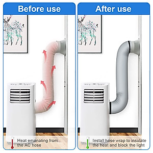 Lanathel Portable Air Conditioner Hose Cover Wrap, Universal Portable Ac Hose Insulation Sleeve, Fit 5" & 5.9" Diameter Air Conditioner Exhaust Hose Cover, Air Conditioner Parts & Accessories, 59" L