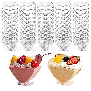 HJW 100 Pack 4 oz Clear Plastic Dessert Cups with Spoons, Mini Appetizer Serving Plates Disposable Bowls for Desserts, Appetizers, Puddings, Mousse, Fruit Parfait and More