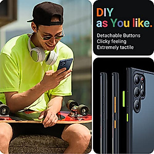 TORRAS Shockproof Designed for Samsung Galaxy S22 Ultra Case, Military Grade Drop Tested Semi-Clear S22 Ultra Case Hard Black Back Soft Edge Slim Thin Protective Galaxy S22 Ultra Case, Black