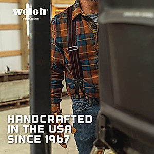 Welch, WK-7846X-LEF-BLK, Work Suspenders for Men and Women - Button on Pants, 2-inch wide Elastic, Adjustable Strap, X-Back Design, for Suit, Underclothing, Jeans, Pants, and Trousers, Size Medium