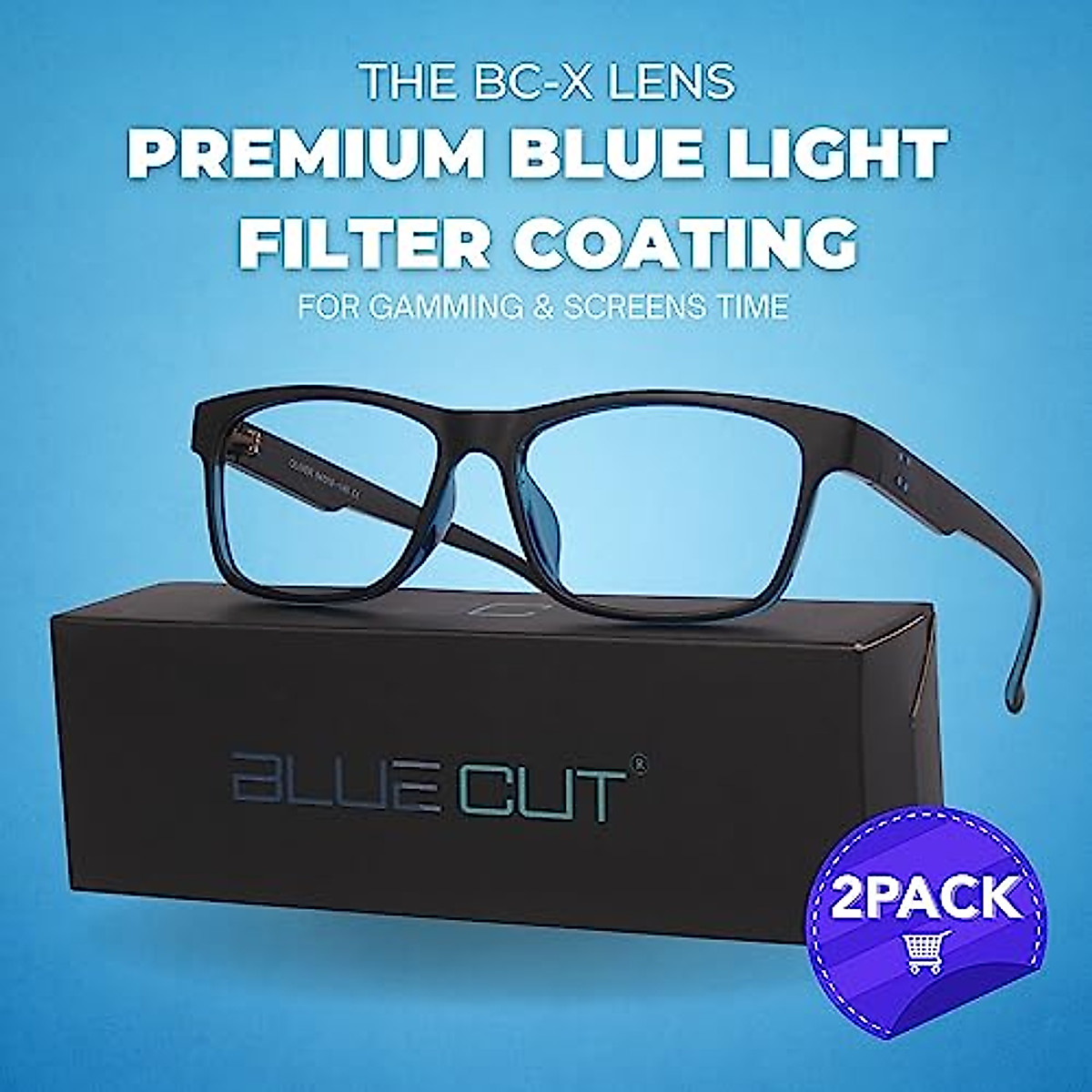 Blue Light Blocking Glasses for Men/Women Anti-Fatigue Computer Monitor Gaming Glasses Prevent Headaches Gamer Glasses (Black/Blue (2 pack), 0.00, diopters)