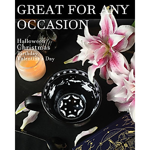 Christmas Gifts, Nightmare Midnight Skull Coffee Mugs with Spoons, Halloween Birthday White Elephant Weird Gifts for Women Men Girl Friends, Halloween Spooky Witchy Gothis Decor Horror Novelty Tea Cup