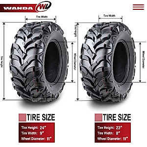 WANDA Set of 4 AT MASTER ATV/UTV Tires 23x8-11 Front & 24x9-11 Rear /6PR P341-10147/10153