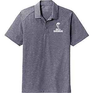 Ford Mustang Shelby Cobra Pocket Print Wicking Polo, Navy XL