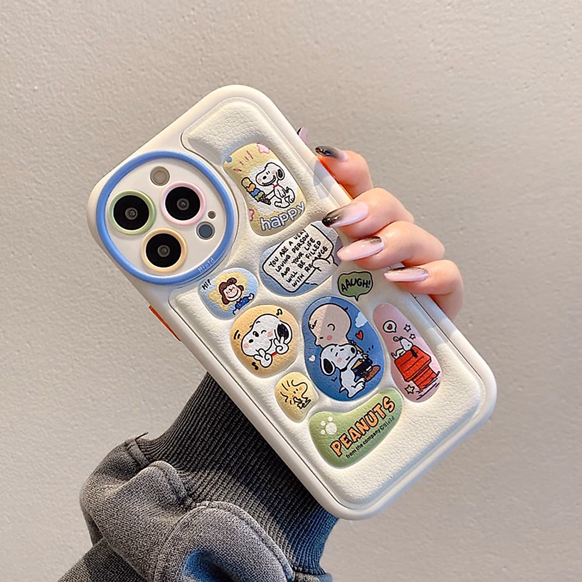 aartvark tees Compatible with iPhone 13 Pro Max Cute Case, TPU Leather Phone Emboss Cartoon case Soft Rubber Shockproof Protective for iPhone 13 Pro Max Case Cover for Women Girls (White Puppy)