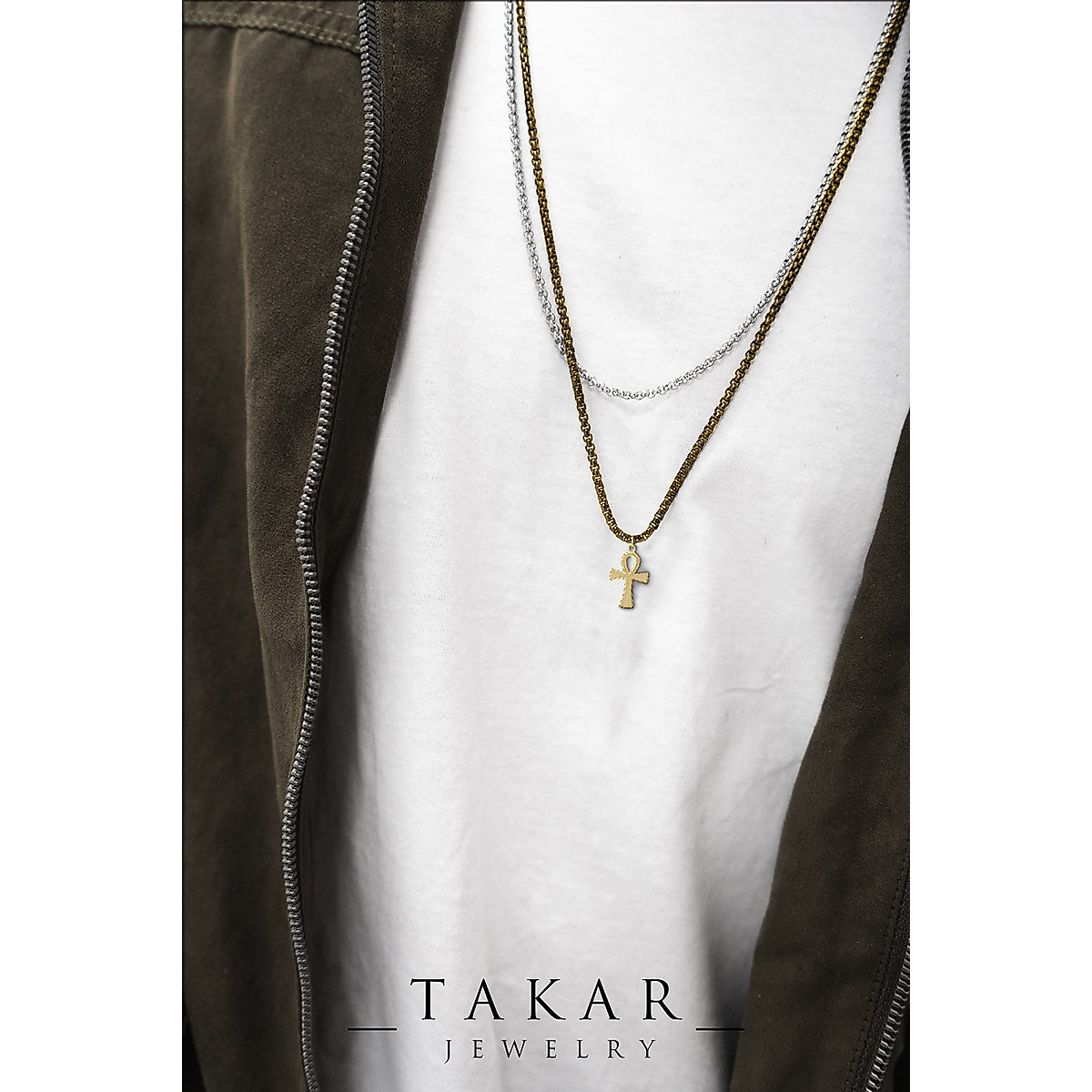 Takar Solid 10k Ankh Gold Cross Pendant for Men and Women (SM/LG) - Egyptian Jesus Gold Cross Charms - Key of Life Ankh Crosses- Egyptian Jewelry Gifts for Women