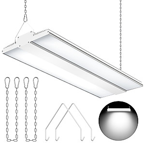 NUOGUAN Linear High Bay Shop Light UL DLC Listed, 5000K LED High Bay Light, 0-10V Dimmable, 150LM/W, AC100-277V, Commercial Bay Lighting for Warehouse Workshop Garage(300W, 45000LM)
