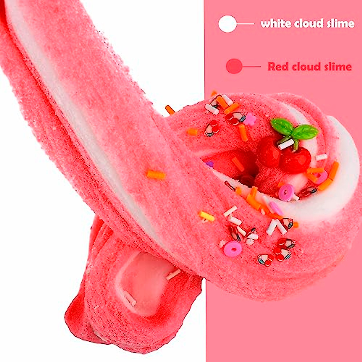 2 Pack Cloud Slime Kit with Blue and Cherry Charms, Scented DIY Slime Supplies for Girls and Boys, Party Favors Stress Relief Slime Toys for Kids Education Birthday Gift.