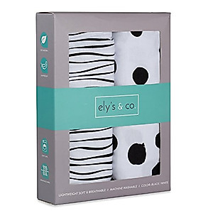 Changing Pad Cover Set | Cradle Sheet 2 Pack 100% Jersey Cotton Black and White Abstract Stripes and Dots by Ely's & Co
