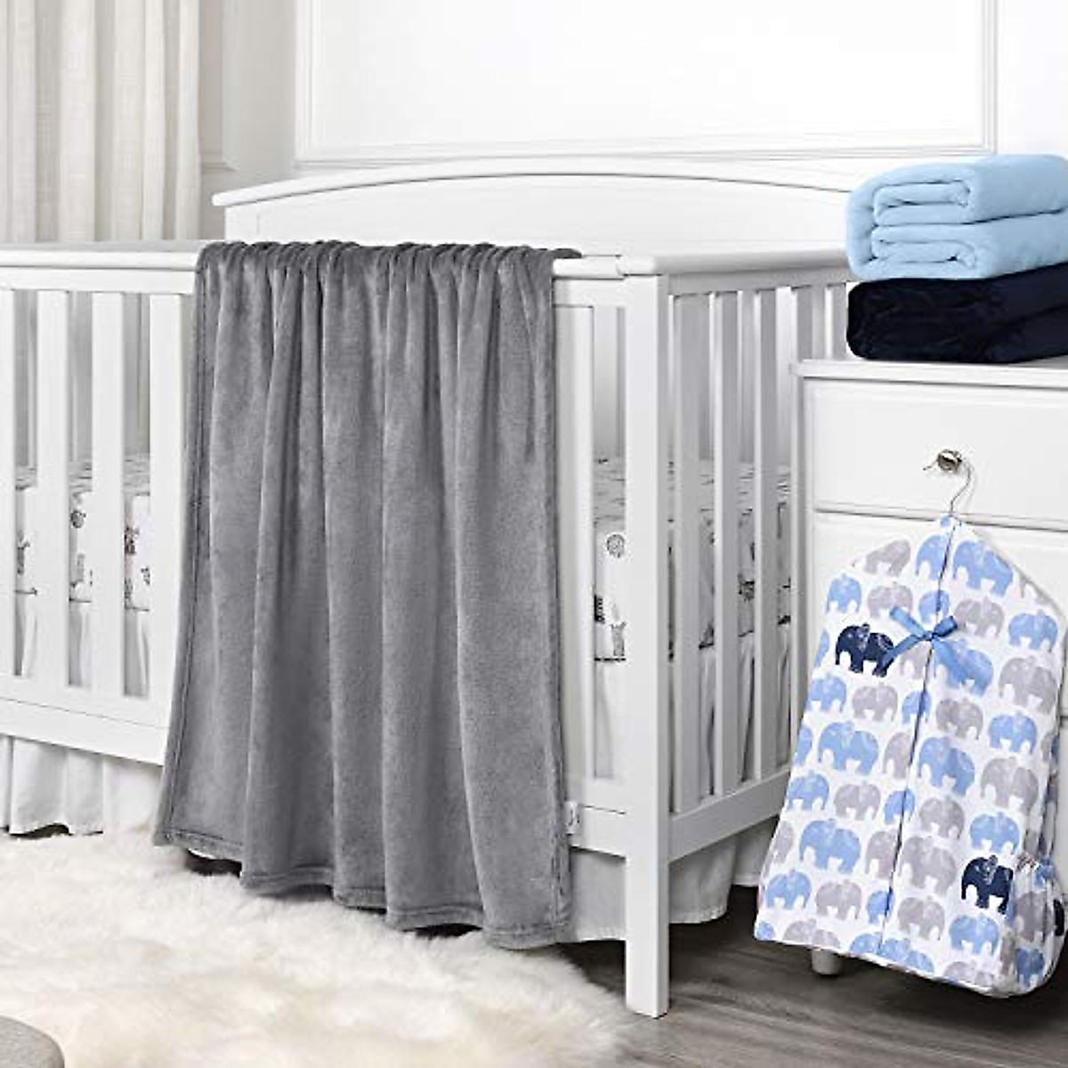 TILLYOU Micro Fleece Plush Soft Toddler Blanket for Boys Girls - Large Lightweight Crib Blanket for Baby Bed Lounger - Fuzzy Warm Cozy Blanket for Daycare Preschool Naptime Oversized 40x50 Gray