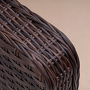 MCombo 4 Pieces Outdoor Patio Furniture Set, Brown Wicker Conversation Set, Outdoor Furniture Sofa Couch with Tempered Glass Table, for Lawn Balcony Gazebo, 9541