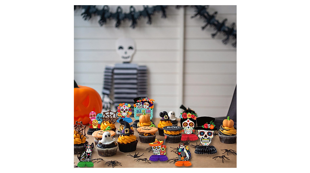 Day of The Dead Decorations - 9 Pieces Sugar Skull Centerpieces