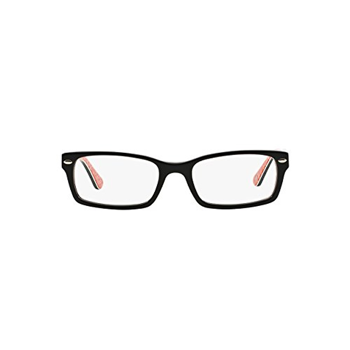 Ray-Ban RX5206 Rectangular Prescription Eyeglass Frames, Black On Texture Red/Demo Lens, 52 mm