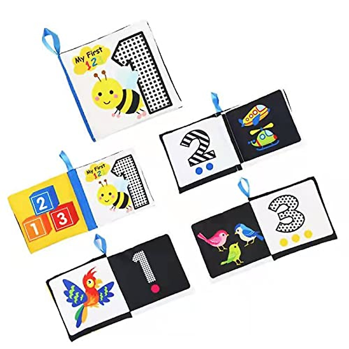 4 Crinkle Book Baby Toy High Contrast Black and White Newborn Book Soft Cloth Book Touch and Feel Sensory Fabric Book Soft Tip Book Early Education Learning Books Toy for 3 6 12 Months