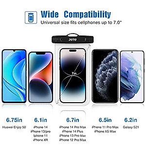 JOTO 6 Pack Universal Waterproof Phone Holder Pouch, IPX8 Underwater Case Cell Phone Dry Bag for iPhone 14 13 12 11 Pro Max Plus XS XR X 8 7, Galaxy S21 S20 S10 S9 Note Pixel Up to 7.0"-Clear