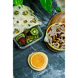 Reusable Beeswax Food Wraps Assorted 6 Pack by Eco Hive, Eco Friendly Food Wraps, Biodegradable, Sustainable Plastic Free Food Storage- Save the Planet Say Goodbye to Plastic