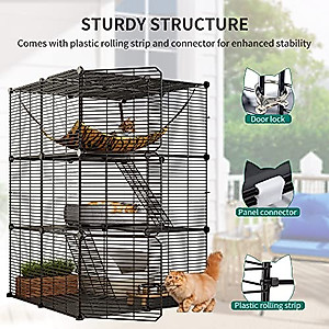 YITAHOME Cat Cage Indoor Cat Enclosures DIY Cat Playpen Metal Kennel with Extra Large Hammock for 1-2 Cats, Ferret, Chinchilla, Rabbit, Small Animals