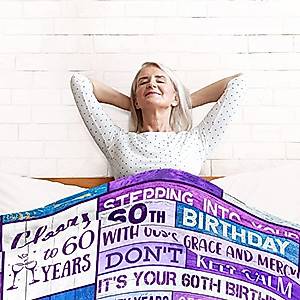 Ciuyxof 60th Birthday Gifts for Women Blanket 60th Birthday Decorations Women Men Throw Blanket Happy 1963 60th Birthday Gift Ideas for her Mom Wife (Sixty, 50 x 60 Inch)