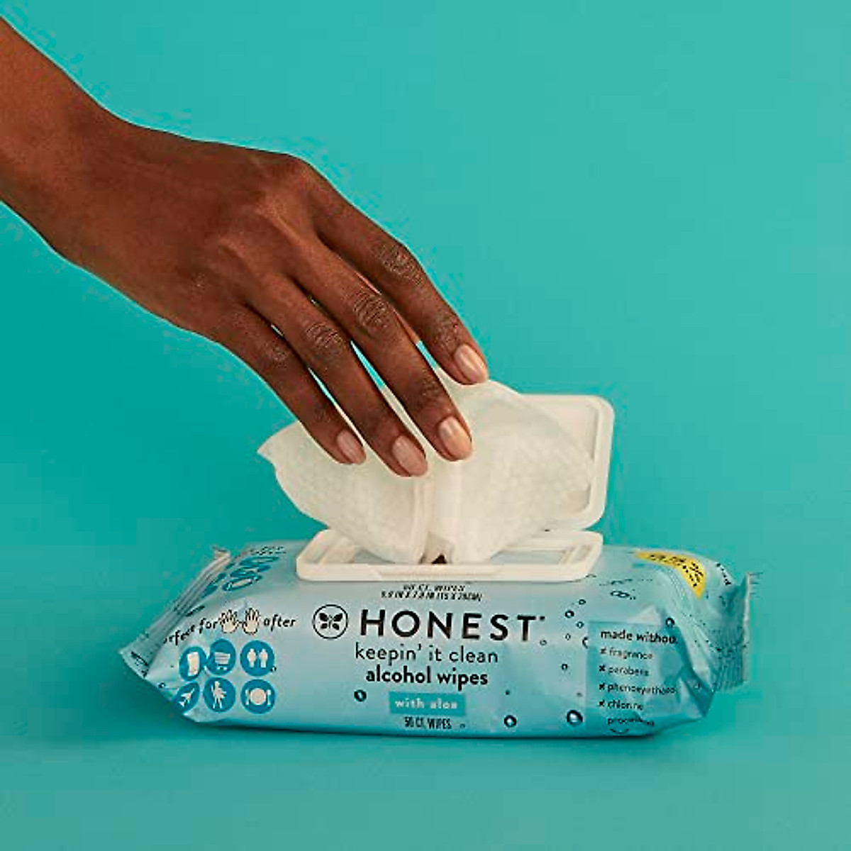 The Honest Company Sanitizing Alcohol Wipes, Unscented, 50 Count (Pack of 3)
