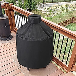 Unicook Grill Cover 31.5 Inch, Compatible with Large Big Green Egg, Kamado Joe, Pit Boss Grills, Heavy Duty Waterproof Ceramic Grill Cover, Fade Resistant Smoker Cover, 31.5" Dia X 31.5" H, Black