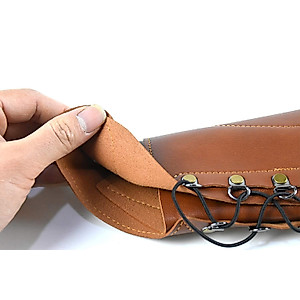 Windfulogo PU Leather Archery Arm Guard Hand Protector Brace Longbow Hunting Shooting Brown for Women & Men