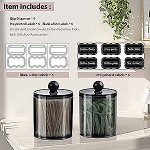 SheeChung 4 Pack Plastic Acrylic Bathroom Vanity Countertop Canister Jars with Storage Lid, Apothecary Jars Qtip Holder Makeup Organizer for Cotton Balls,Swabs,Pads,Bath Salts