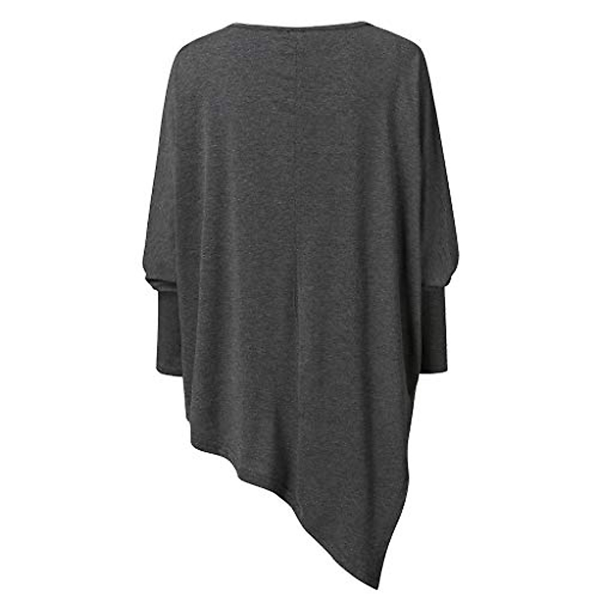 finess Womens Ladies Blouse T Shirt Tops Long Sleeve Solid Irregular Hem Loose Casual Sweatshirt Pullover Tunic Fall Clothes M-XXL (Gray, XL)