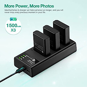 FirstPower EN-EL14 / EN-EL14a Battery 3-Pack and Triple Slot Charger for Nikon D3500 D3400 D3300 D3200 D3100 D5600 D5500 D5300 D5200 D5100 DF Coolpix P7000 P7100 P7700 P7800 Cameras
