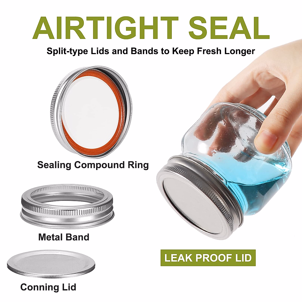 Betrome 8 oz Mason Jars, 24 Pack 240ml Glass Canning Jars with Regular Mouth Lids, Glass Storage Containers for Overnight Oats, Jam, Jelly, Honey, Beans, Spice, Wedding Party Favor, Shower Favor