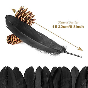 UNEEDE 120Pcs 6-8 Inch Black Feathers, Natural Goose Feathers for DIY Halloween Decorations, Halloween Decoration,Cosplay, Gothic Costumes & Crafts
