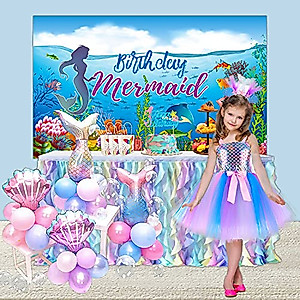 50pcs Mermaid Theme Balloons Kit, Little Mermaid Tail Foil Balloons and Sea Shells Latex Balloons Arch Kit for Birthday Party Decorations for Girls, Baby Shower, Backdrop Decorations