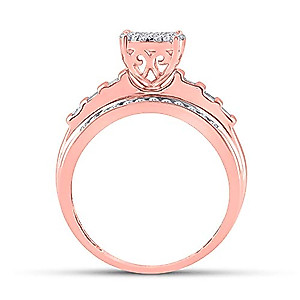 10kt Rose Gold Round Diamond Cluster Bridal Wedding Engagement Ring 1/2 Cttw