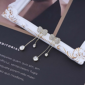 Sttiafay Vintage Crystal Bow Chain Drop Earrings Long Rhinestone Chain Earrings Cz Chain Tassel Earrings Gold Bowknot Stud Earrings Jewelry for Women and Girls