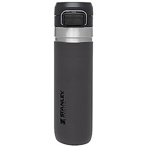 Stanley Quick Flip GO Water Bottle 24 OZ / 0.71 L | Push Button Lid | Leakproof & Packable for Travel & Sports | Insulated Stainless Steel | BPA-Free | Charcoal