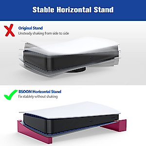 BSOON PS5 Accessories Horizontal Stand, PS5 Base Stand for PS5 Games & PS5 Console with 16 Game Disc Slots, Compatible with Playstation 5 Disc & Digital Editions, Minimalist Design (Red)