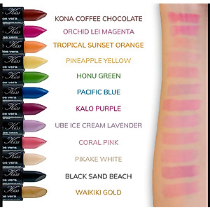 Magic Kiss Color Changing Matte 6 Piece Lipstick Set infused with Aloe Vera Made in USA (Colors of Aloha 1)