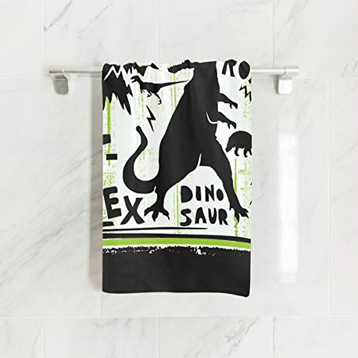 ALAZA Microfiber Gym Towel Funny Dinosaur Cartoon, Fast Drying Sports Fitness Sweat Facial Washcloth 15 x 30 inch