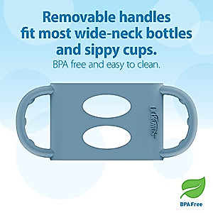 Dr. Brown's Milestones Wide-Neck Sippy Spout Bottle with 100% Silicone Handles, Easy-Grip Handles with Soft Sippy Spout, 9oz/270mL, Light-Blue, 1-Pack, 6m+