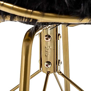 Alunaune 26inch Swivel Metal Bar Stools Gold Bar Chairs Set of 2 Black Faux Fur Counter Height Barstools Home Kitchen Counter Stool-Gold