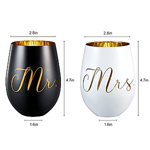 xilaxila Mr and Mrs Wine Glasses Gifts- Cool Engagement Gifts, Wedding Gifts For Couples, Bride and Groom, His and Hers- Bridal Shower Gifts For Bride To Be