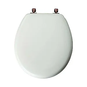UYSB Oil-Rubbed Bronze Hinge Round Shape White Wood Toilet Seat Toilet seats Bathroom accessories Toilet seat Toilet seat cover Home improvement Toilet seat risers Sitz bath for toilet seat Toil