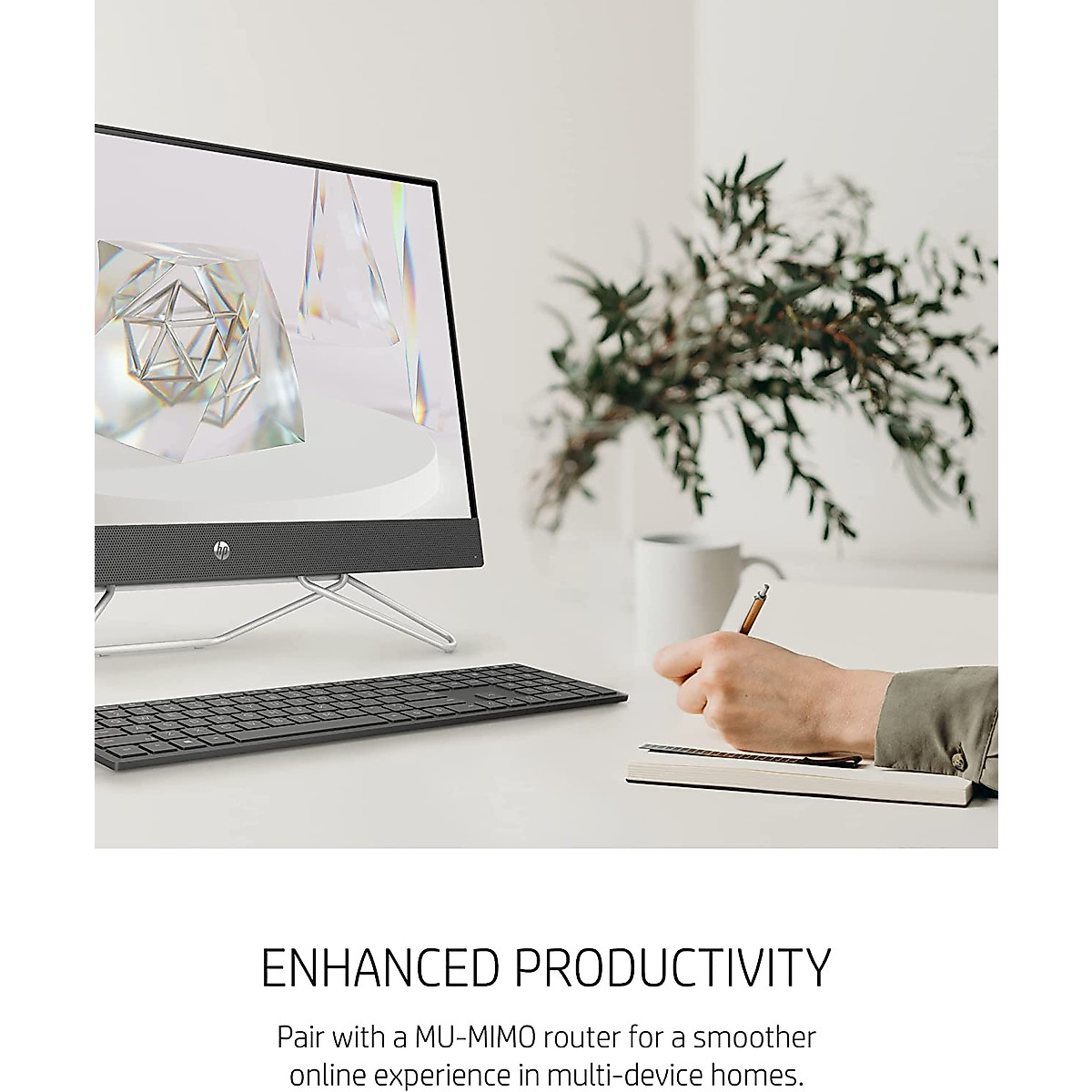 HP 2022 Newest 27 inch FHD All-in-One Computer, AMD Ryzen 5 5500U(Beat i5-1135G7, up to 4.0 GHz), 16GB RAM, 1TB PCIe SSD+1TB HDD, Webcam, Ethernet, WiFi, Speakers, HDMI, Win11, w/Keyboard+Mouse