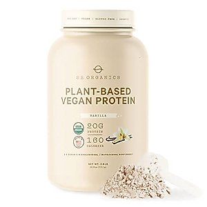 Sun Bay Organics Vanilla Vegan Protein Powder - 1.5 lb of New Vanilla Formula Plant Based Organic 21g Protein Blend Shake Mix - Soy, Dairy, and Gluten Free