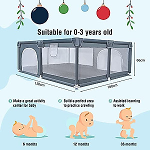 SMTTW Baby Playpen, 71 x 59 Inches Extra Large Playpen, Foldable Play Yard for Babies and Toddlers, Indoor & Outdoor Activity Center,Safety Gates with Breathable Mesh