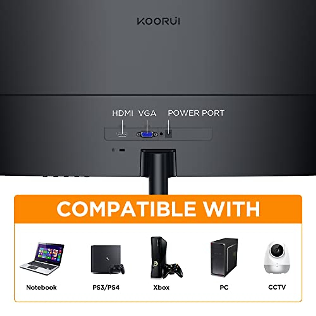 KOORUI 24-Inch Curved Computer Monitor- Full HD 1080P 60Hz Gaming Monitor 1800R LCD Monitor HDMI VGA, Tilt Adjustment, Eye Care, Black 24N5C