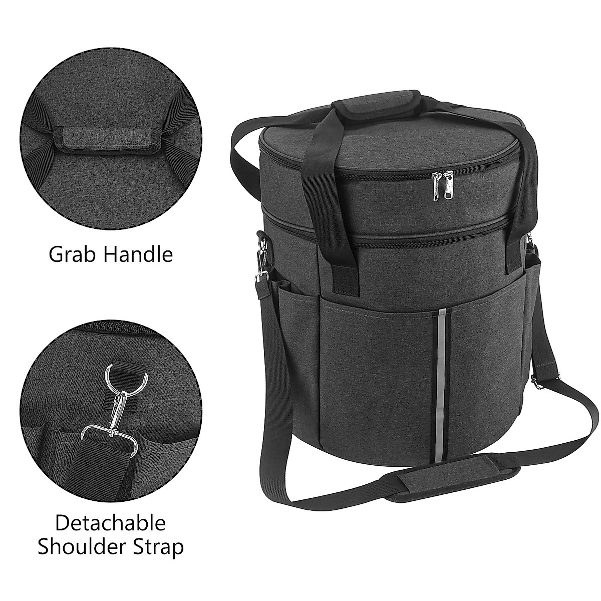 Kingshion 6-Quart Electric Pressure Cooker and Slow Cooker Carry Bag, Dark Grey, Travel, Nylon, Unisex, 1.5L, 13.25 x 15.75 x 15.75 inches