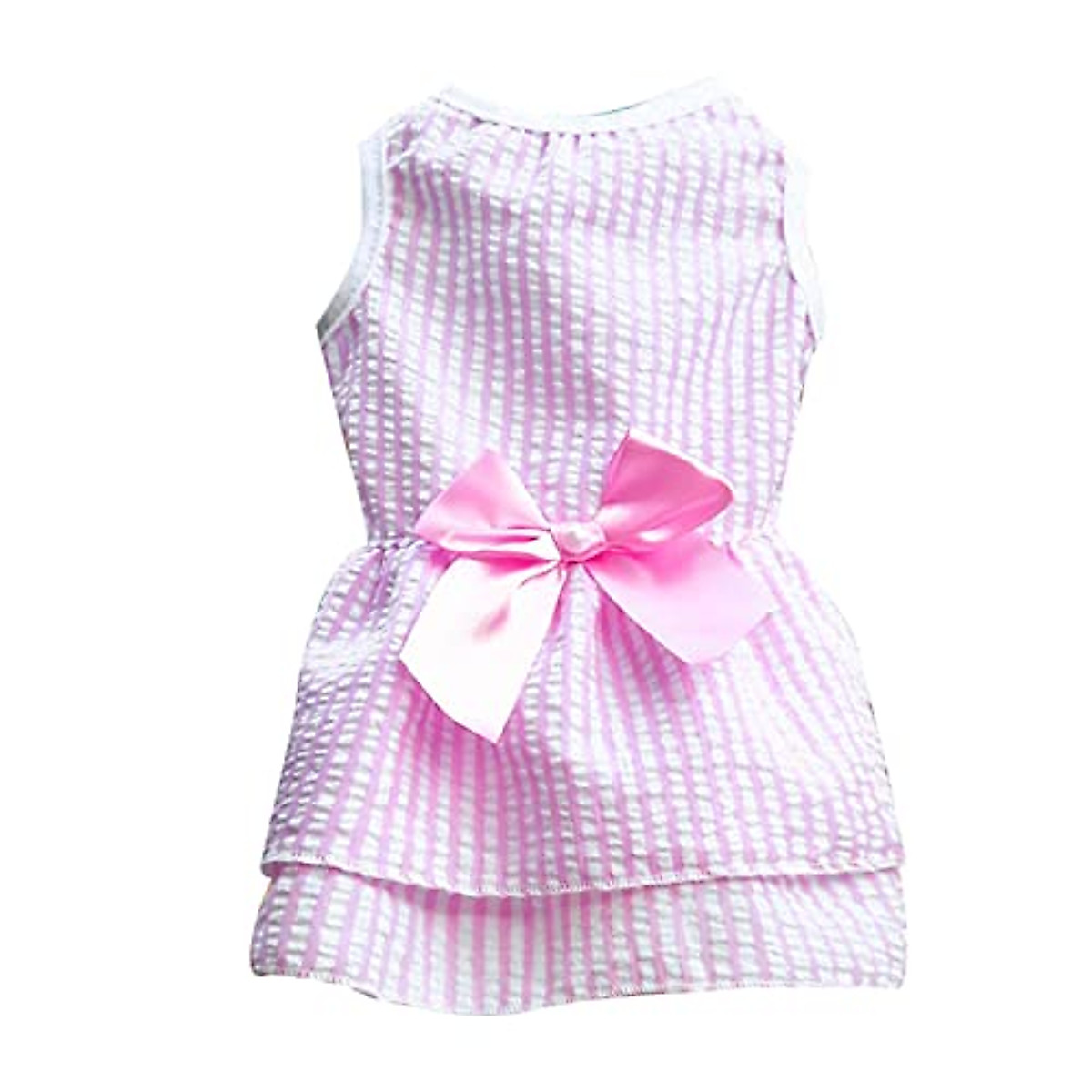 Dog Clothes Girl Dress Dress Supplies Stripes Skirt Cat Summer Wedding Pet Dog Bow Dress Autumn Spring Knot Pet Clothes Dog Extra Small (Medium, Pink)