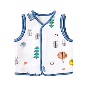pureborn Baby Boy Reversible Vest Fleece Lined Winter Waistcoat for Boys Colorful Fox 6-12 Months