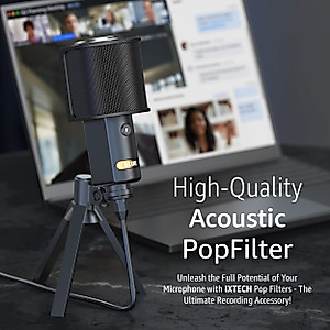 IXTECH Microphone Pop Filter, Mic Pop Screen with Metal Mesh and Foam Filter, Handheld Mic Windscreen Cover Pop Shield, Noise Shield Microphone Accessories for Podcasts Recording Vlogging Streaming.